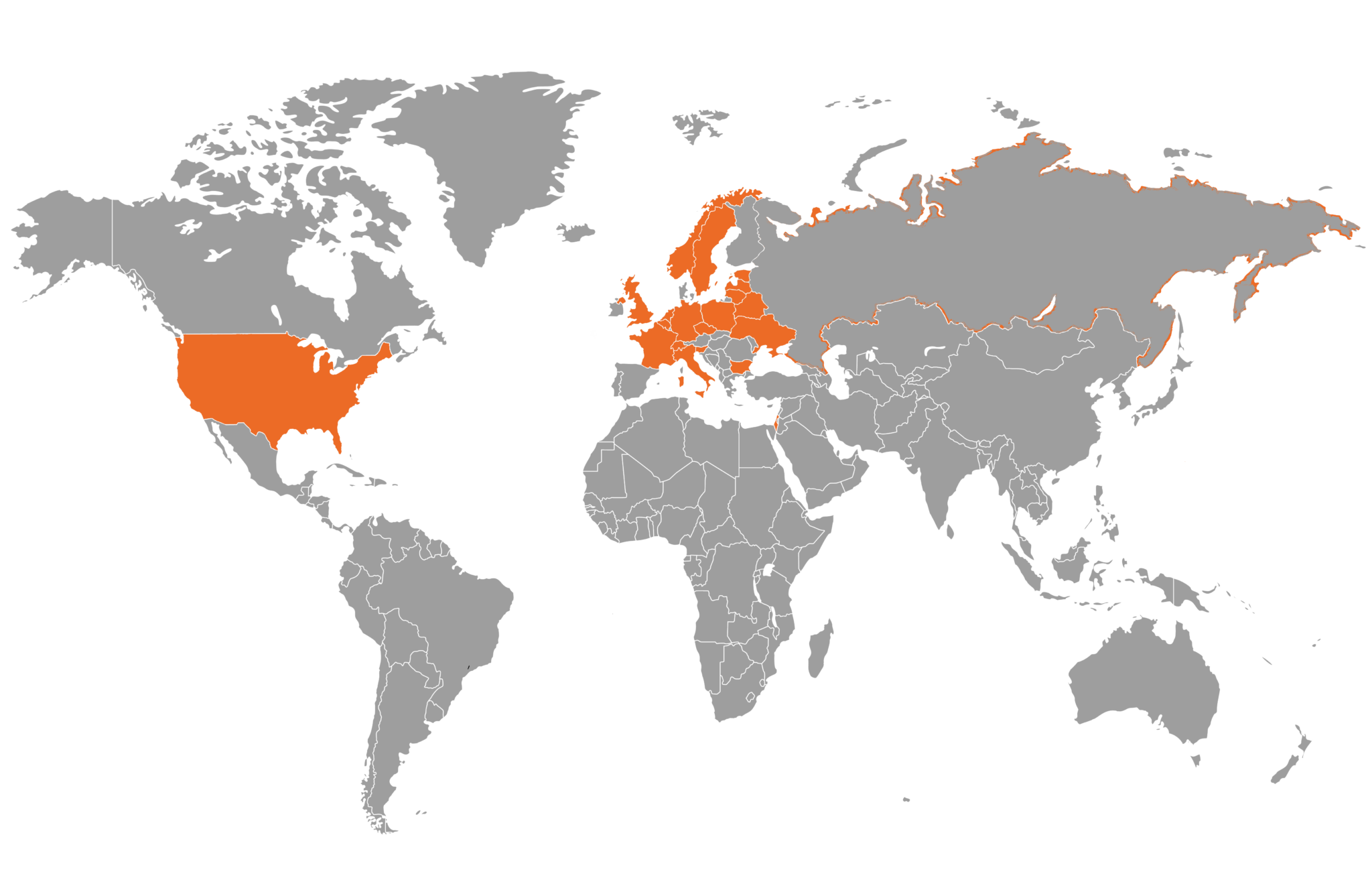 World map with customers countries full_27 | Intra Vires